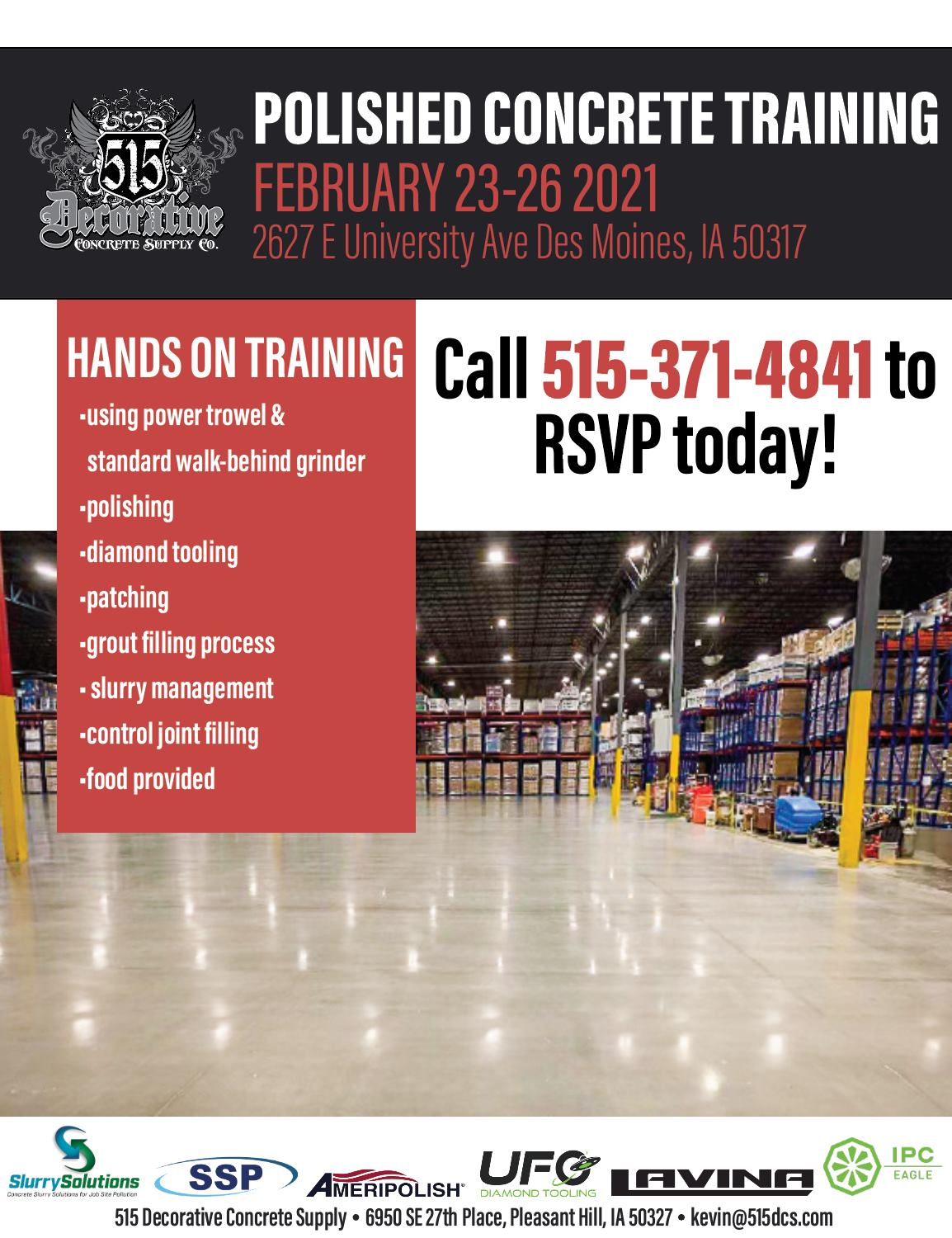 4-Day Polishing Concrete Training | 515 Decorative Concrete Supply